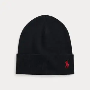 Ralph Lauren Ralph Lauren Rib-Knit Cotton Beanie Polo Black