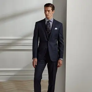 Ralph Lauren Gregory Hand-tailored Sharkskin Suit - Navy