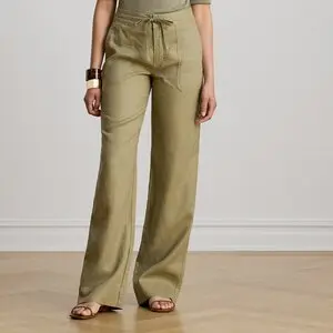 Ralph Lauren Linen Wide-leg Pant - Light Agave