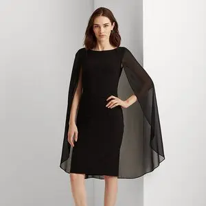 Ralph Lauren Georgette-cape Cocktail Dress