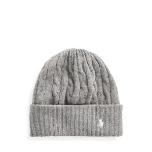Ralph Lauren Cable-Knit Wool-Cashmere Beanie Fawn Grey Hthr