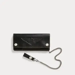 Ralph Lauren Leather Chain Wallet Black Over Brown