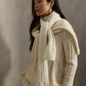 Ralph Lauren Cable-knit Wool-cashmere Scarf - Cream