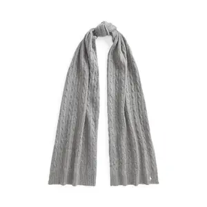 Ralph Lauren Cable-knit Wool-cashmere Scarf Fawn Grey Hthr