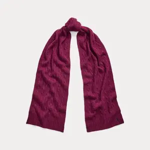 Ralph Lauren Cable-knit Wool-cashmere Scarf Plum
