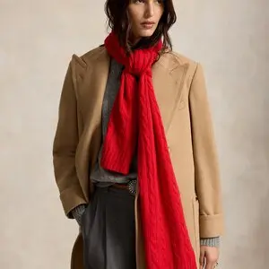 Ralph Lauren Cable-knit Wool-cashmere Scarf - Rl Red