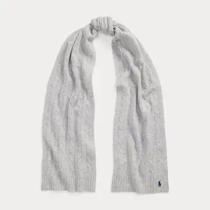 Ralph Lauren Cable-knit Wool-cashmere Scarf - Soft Grey