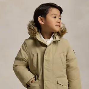 Ralph Lauren Faux-Fur-Trim Down Parka Classic Khaki