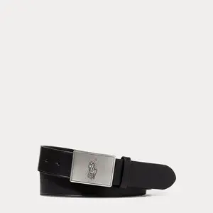 Ralph Lauren Pony Plaque Leather Belt - Black