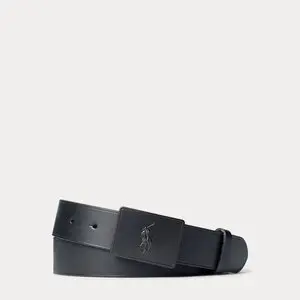 Ralph Lauren Ralph Lauren Pony Plaque Leather Belt Black/matte Black