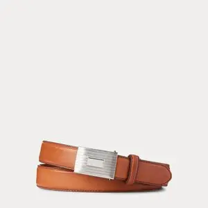 Ralph Lauren Engine-turned Leather Belt - Tan