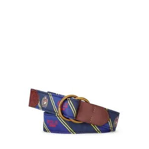 Ralph Lauren Polo Bear Leather-Trim Belt Navy