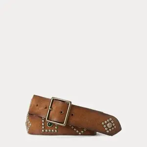 Ralph Lauren Studded Roughout Leather Belt