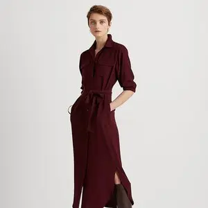 Ralph Lauren Double-faced Georgette Shirtdress - Pinot Noir
