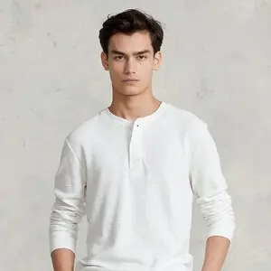 Ralph Lauren Waffle-Knit Henley Shirt Nevis