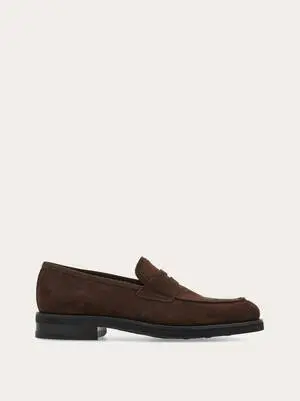 FERRAGAMO Suede Penny Loafer Brown