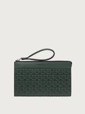 FERRAGAMO Gancini Passport Holder Green