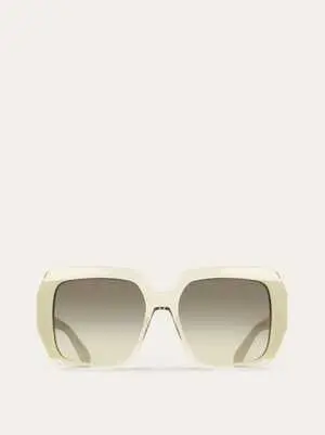 FERRAGAMO Oversized Rectangle Sunglasses - Beige