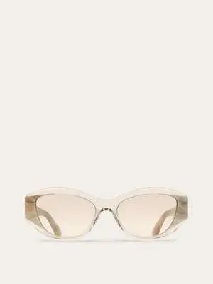 FERRAGAMO Oval Frame Sunglasses - Beige