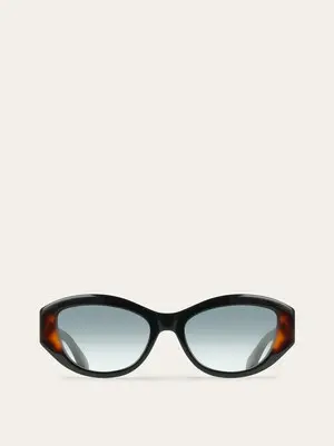 FERRAGAMO Oval Frame Sunglasses - Black