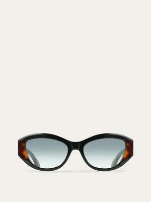 FERRAGAMO Oval Frame Sunglasses - Black