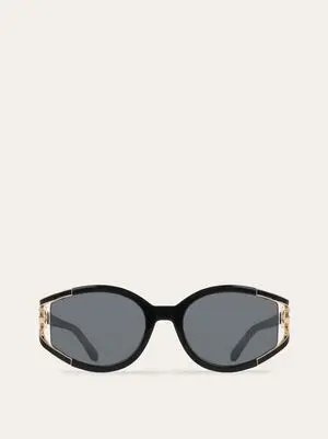 FERRAGAMO Ferragamo Oval Frame Sunglasses Black
