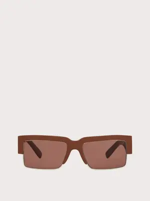 FERRAGAMO Ferragamo Oval Frame Sunglasses Bordeaux/gold