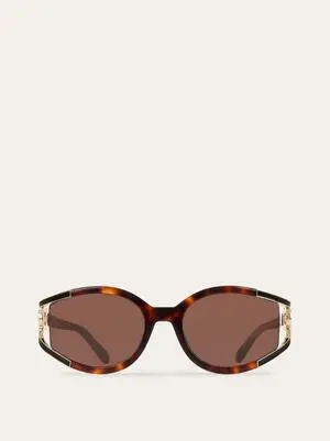 FERRAGAMO Oval Frame Sunglasses - Brown