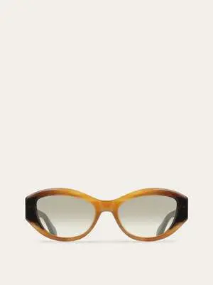FERRAGAMO Oval Frame Sunglasses - Brown