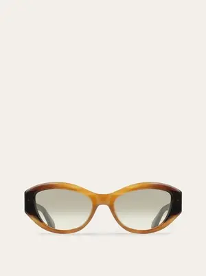 FERRAGAMO Oval Frame Sunglasses - Brown