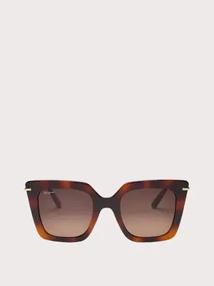 FERRAGAMO Ferragamo Oval Frame Sunglasses Classic Havana