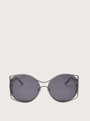 FERRAGAMO Ferragamo Oval Frame Sunglasses Dark Ruthenium