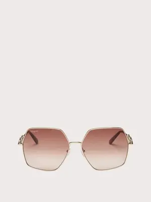 FERRAGAMO Ferragamo Oval Frame Sunglasses Gold /tortoise
