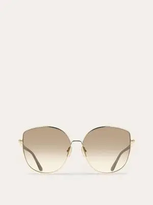 FERRAGAMO Ferragamo Oval Frame Sunglasses Gold