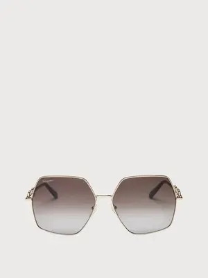 FERRAGAMO Ferragamo Oval Frame Sunglasses Gold/black
