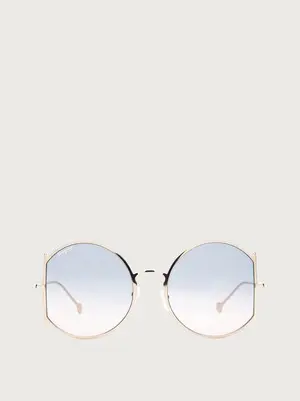 FERRAGAMO Ferragamo Oval Frame Sunglasses Gold/blue Rose Gradient