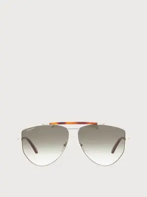 FERRAGAMO Ferragamo Oval Frame Sunglasses Gold/green Gradient