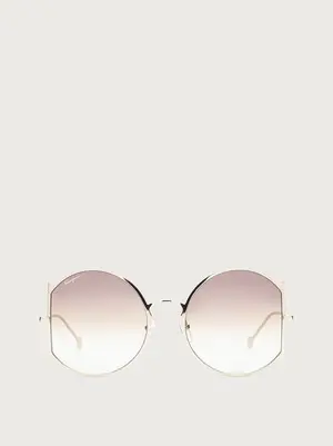 FERRAGAMO Ferragamo Oval Frame Sunglasses Light Gold/brown Mint Gradient