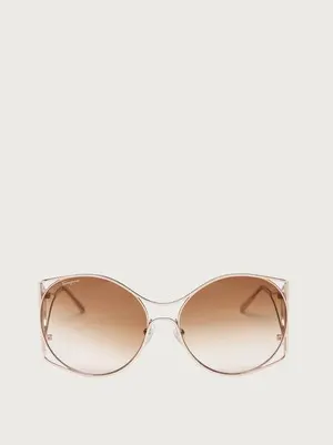 FERRAGAMO Ferragamo Oval Frame Sunglasses Rose Gold