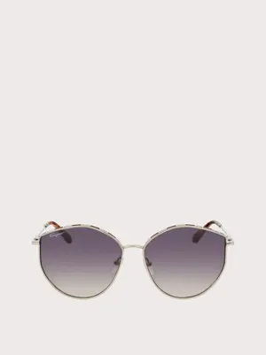 FERRAGAMO Ferragamo Oval Frame Sunglasses Rose Gold/peach