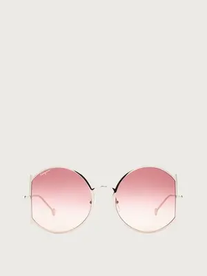 FERRAGAMO Ferragamo Oval Frame Sunglasses Rose Gold/wine Rose Gradient