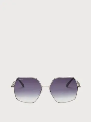 FERRAGAMO Ferragamo Oval Frame Sunglasses Silver/blue