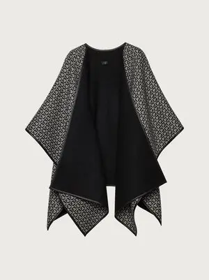 FERRAGAMO Gancini Wool Cape - Black
