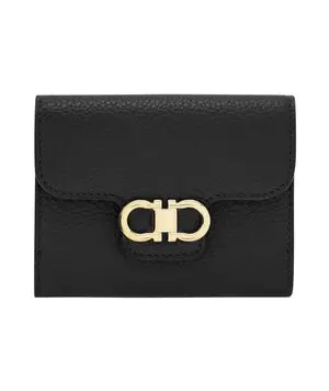 FERRAGAMO Gancini Compact Wallet - Black