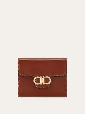 FERRAGAMO Gancini Compact Wallet Brown