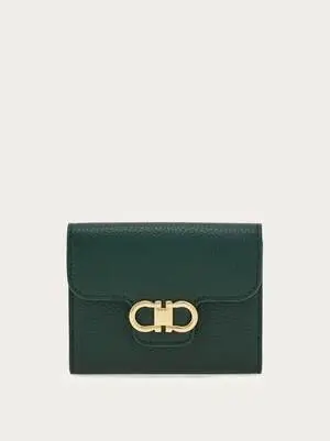 FERRAGAMO Gancini Compact Wallet Green
