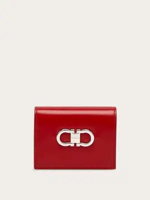 FERRAGAMO Gancini Compact Wallet Red