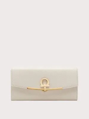 FERRAGAMO Gancini Continental Wallet White