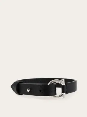 FERRAGAMO Gancini Leather Bracelet - Black