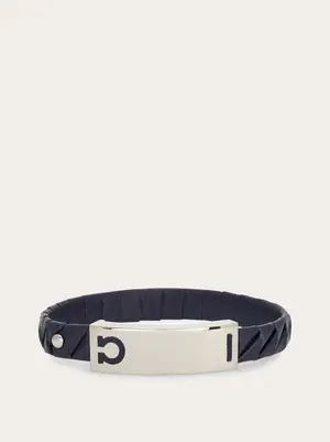 FERRAGAMO Gancini Leather Bracelet Blue